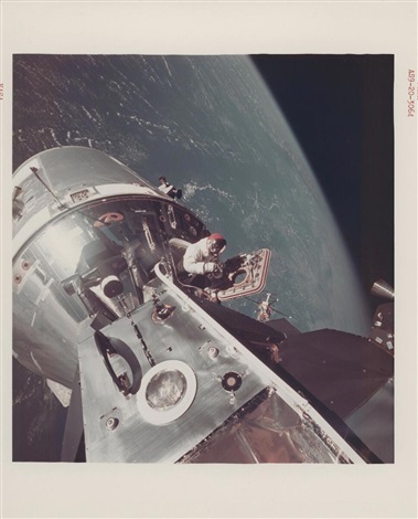Apollo 9 The first US two-man spacewalk David Scott in the open hatch ...